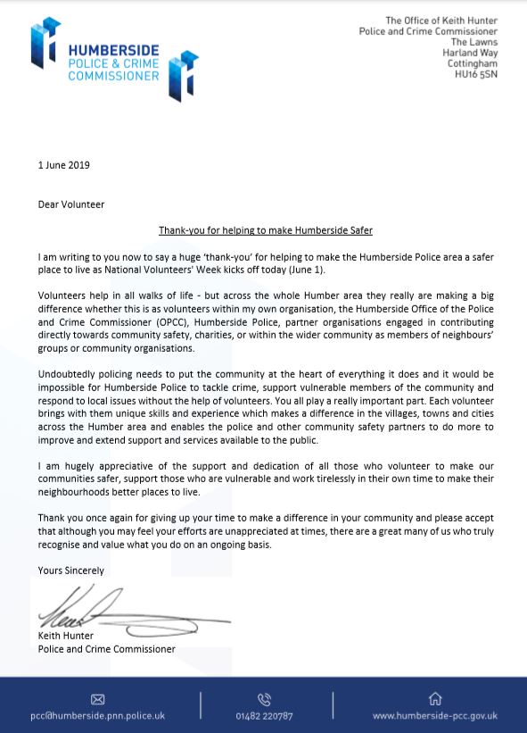 An open letter from the Police & Crime Commissioner Keith Hunter ...