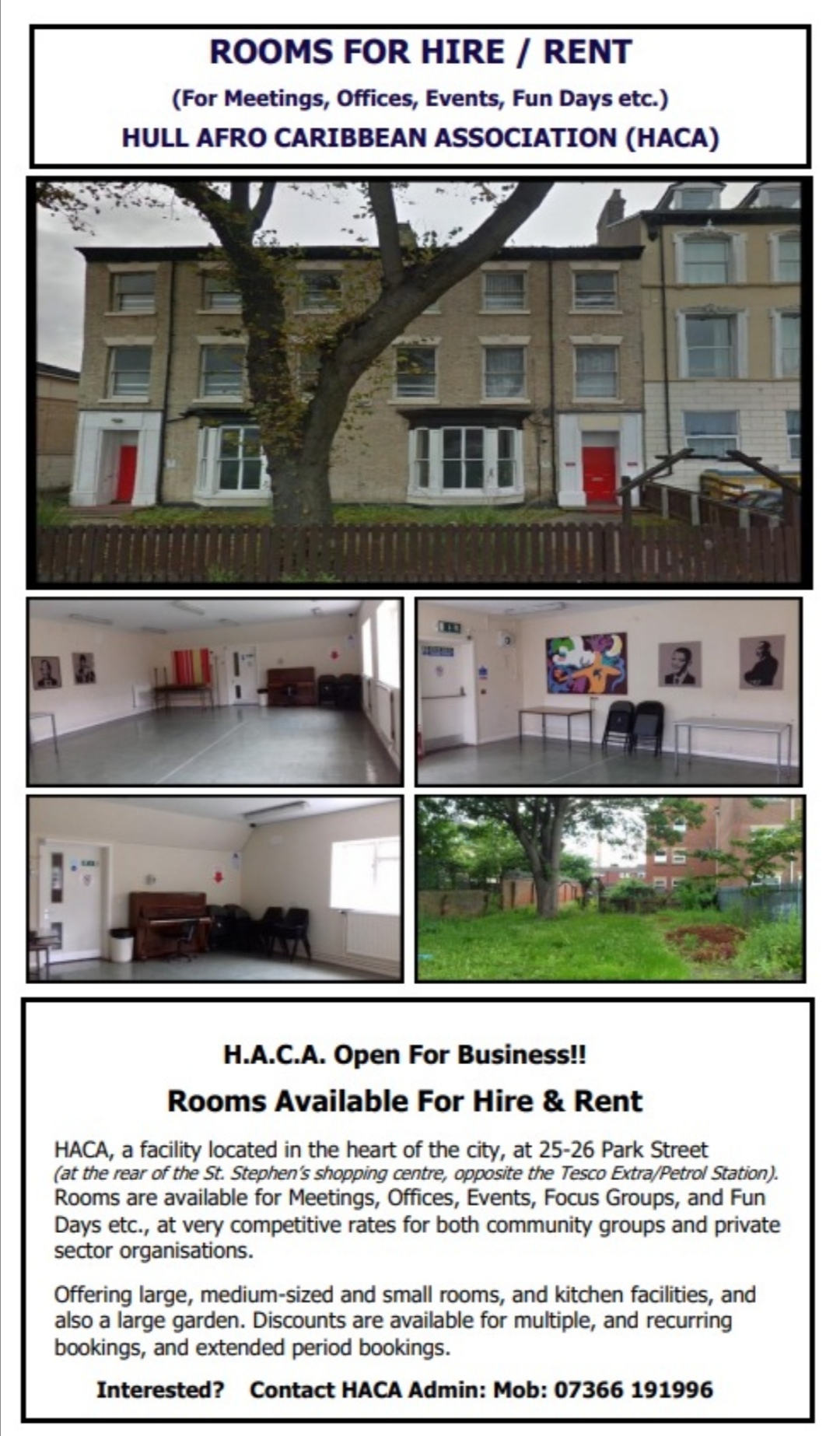 Office space & rooms to hire within Hull Afro Caribbean Association ...
