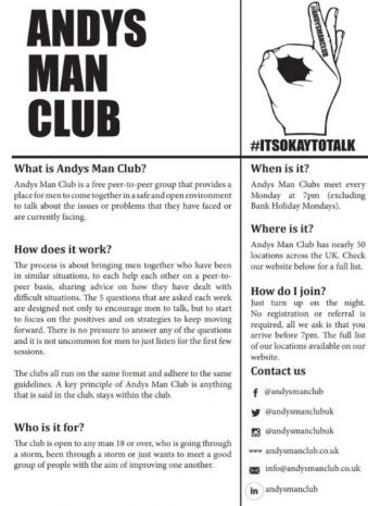 Andy’s Man Club – support for men | Neighbourhood Network Hull