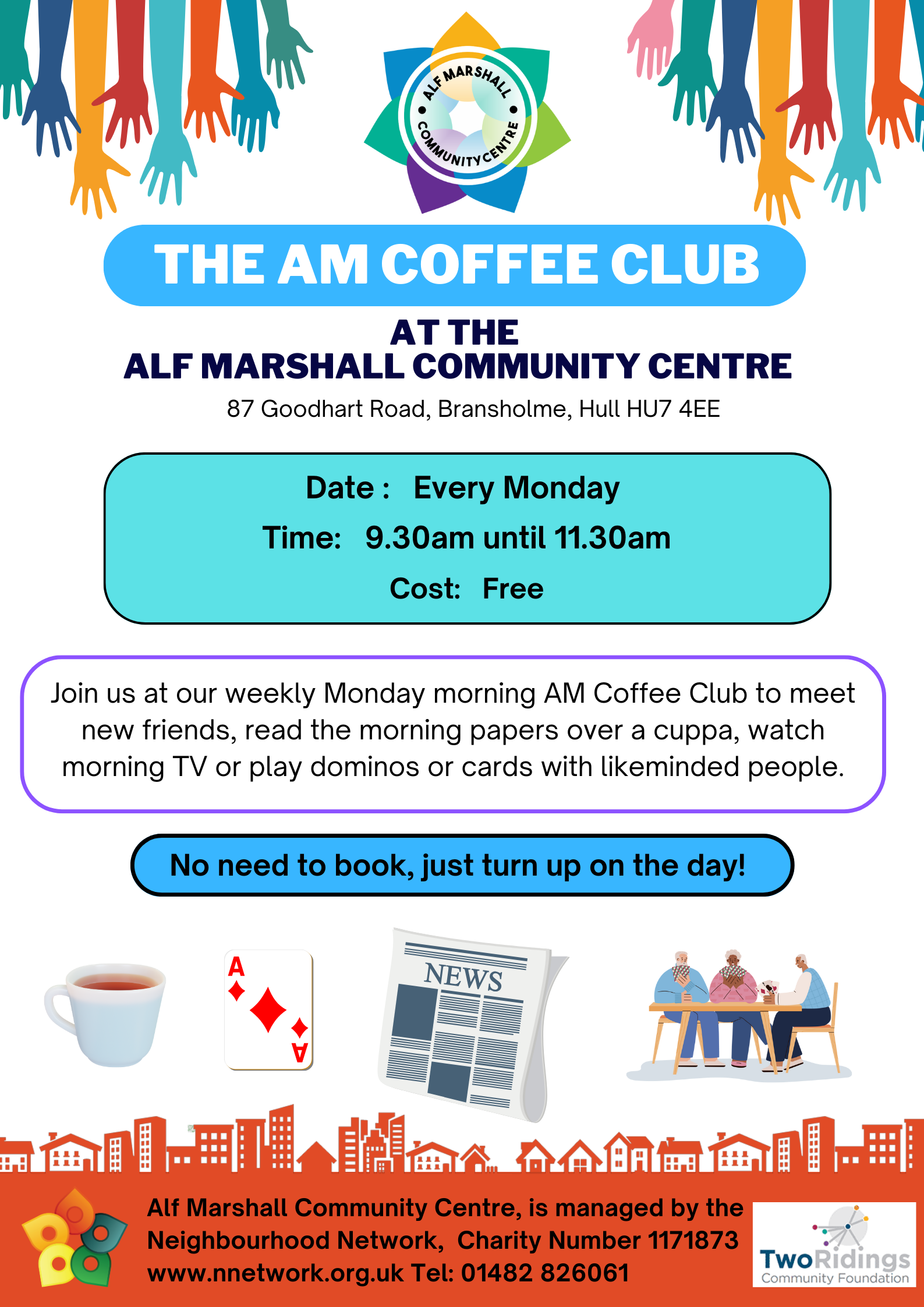 Coffee morning every Monday at the Alf Marshall Community Centre ...