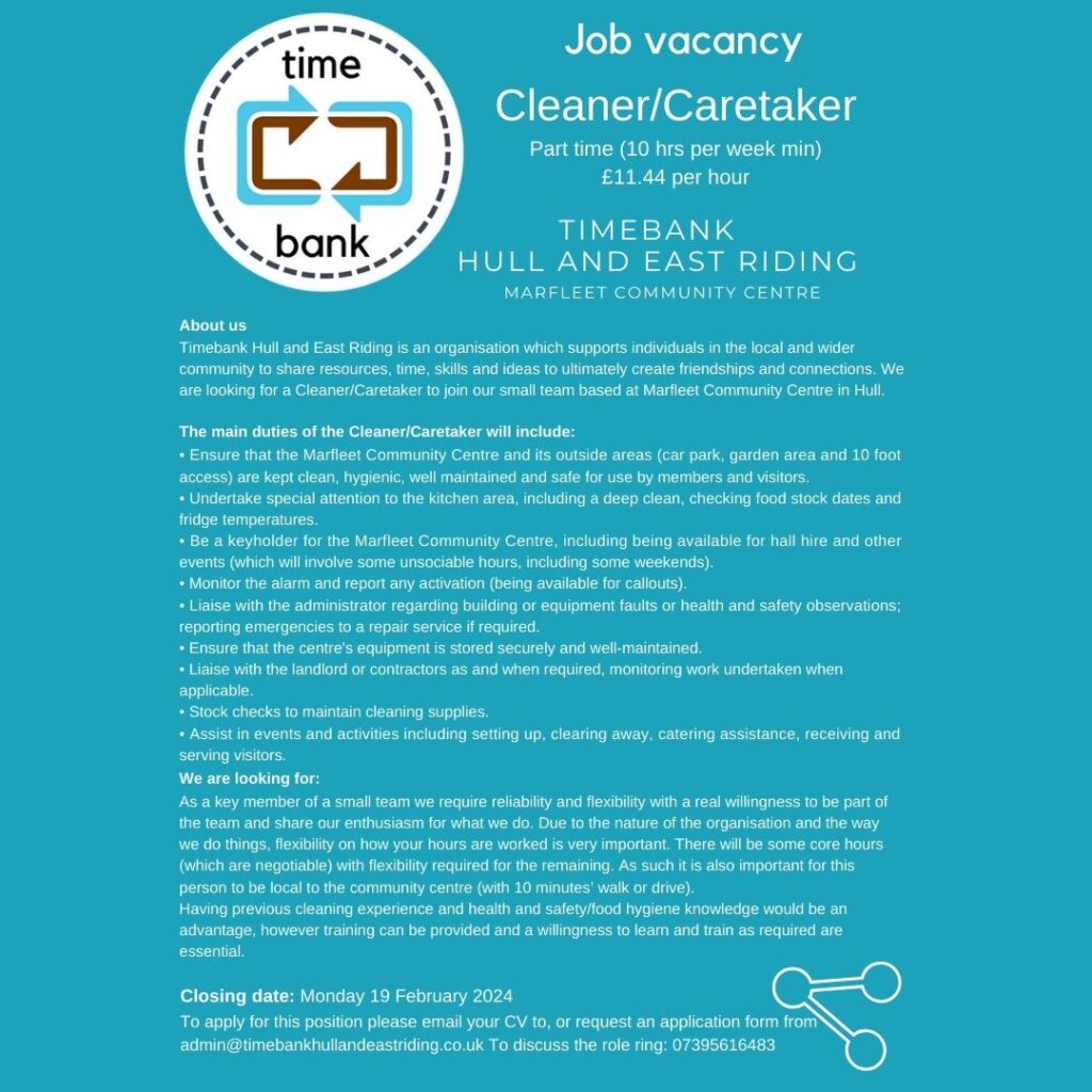 TimeBank Hull & East Riding are recruiting! | Neighbourhood Network Hull