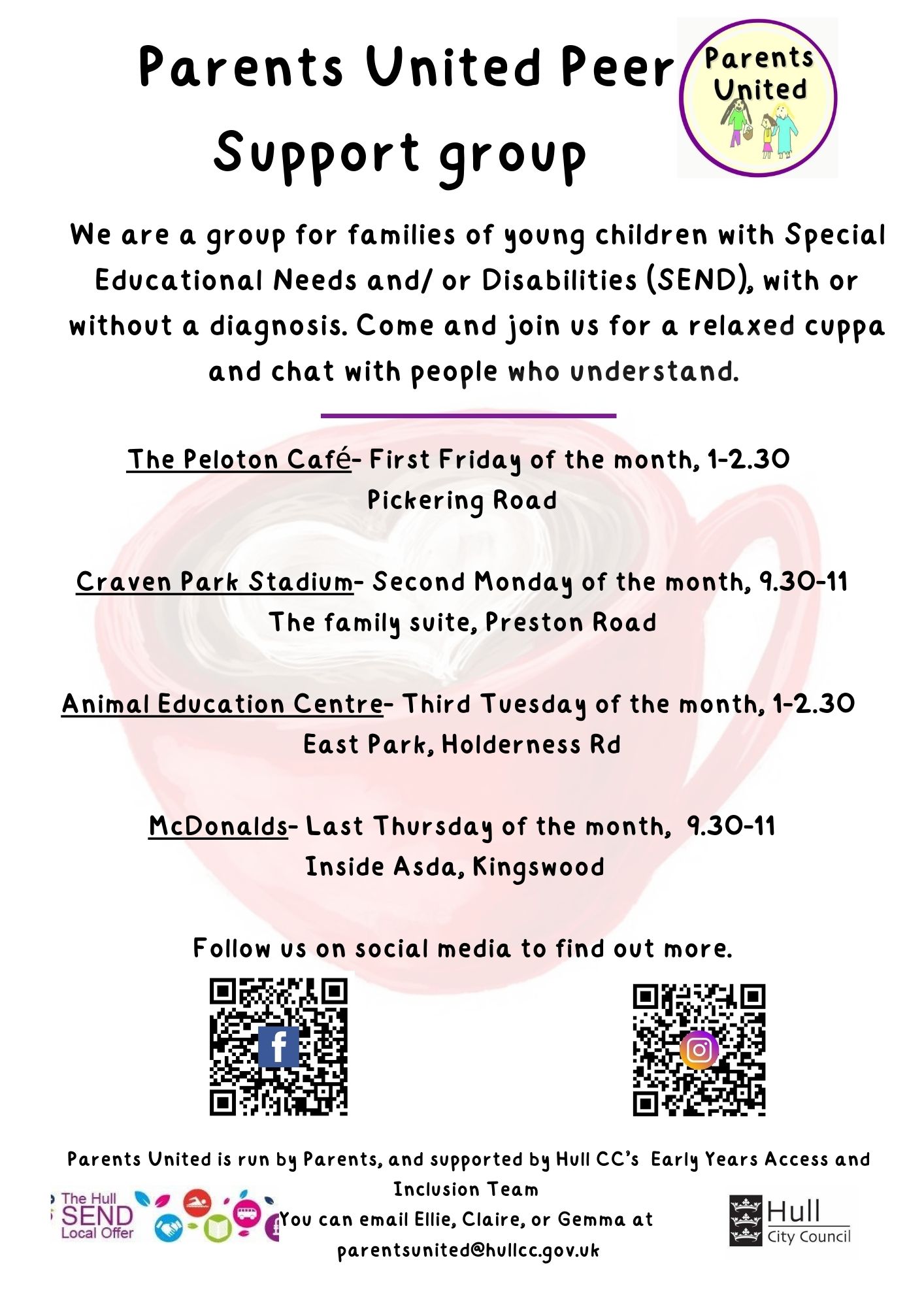 Parents United Peer Support Group drop-in sessions | Neighbourhood ...